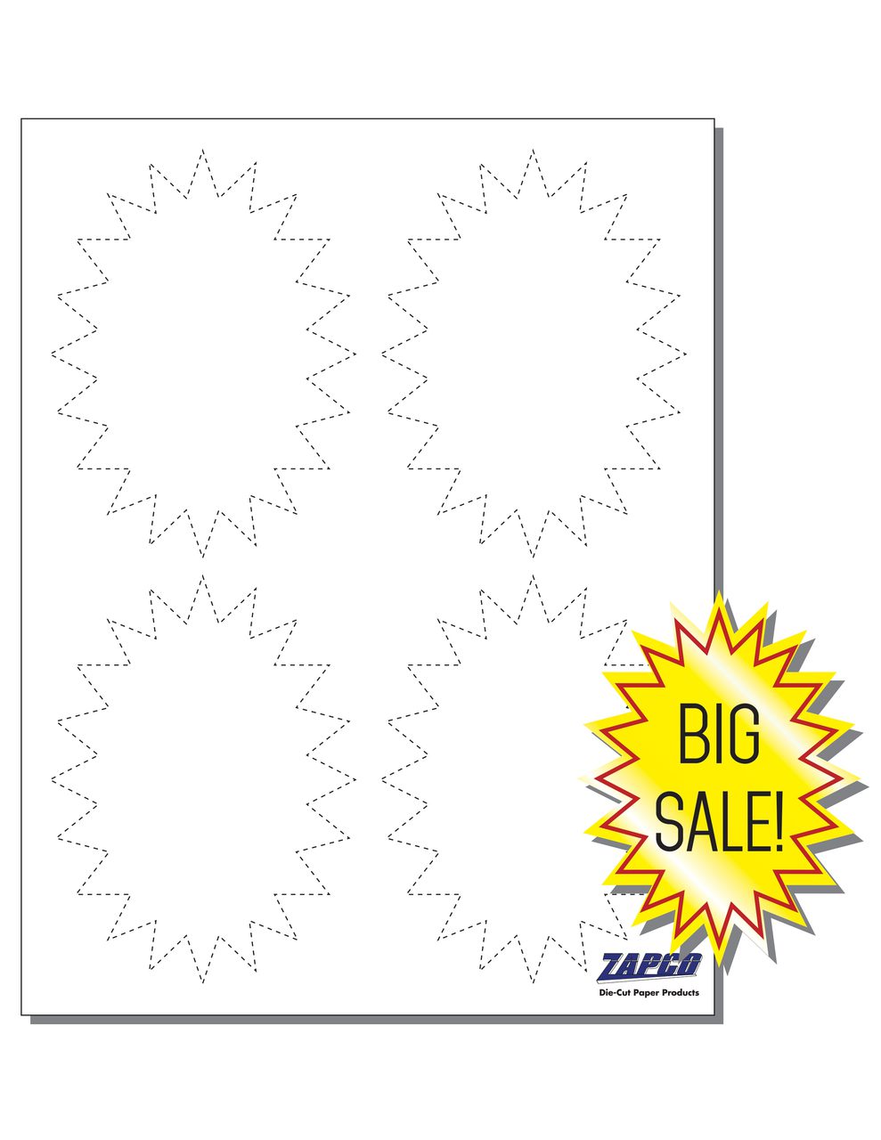 Item 1149 4-Up 5" x 3 3/4" Starburst 8 1/2" x 11" Sheet(250 Sheets ...