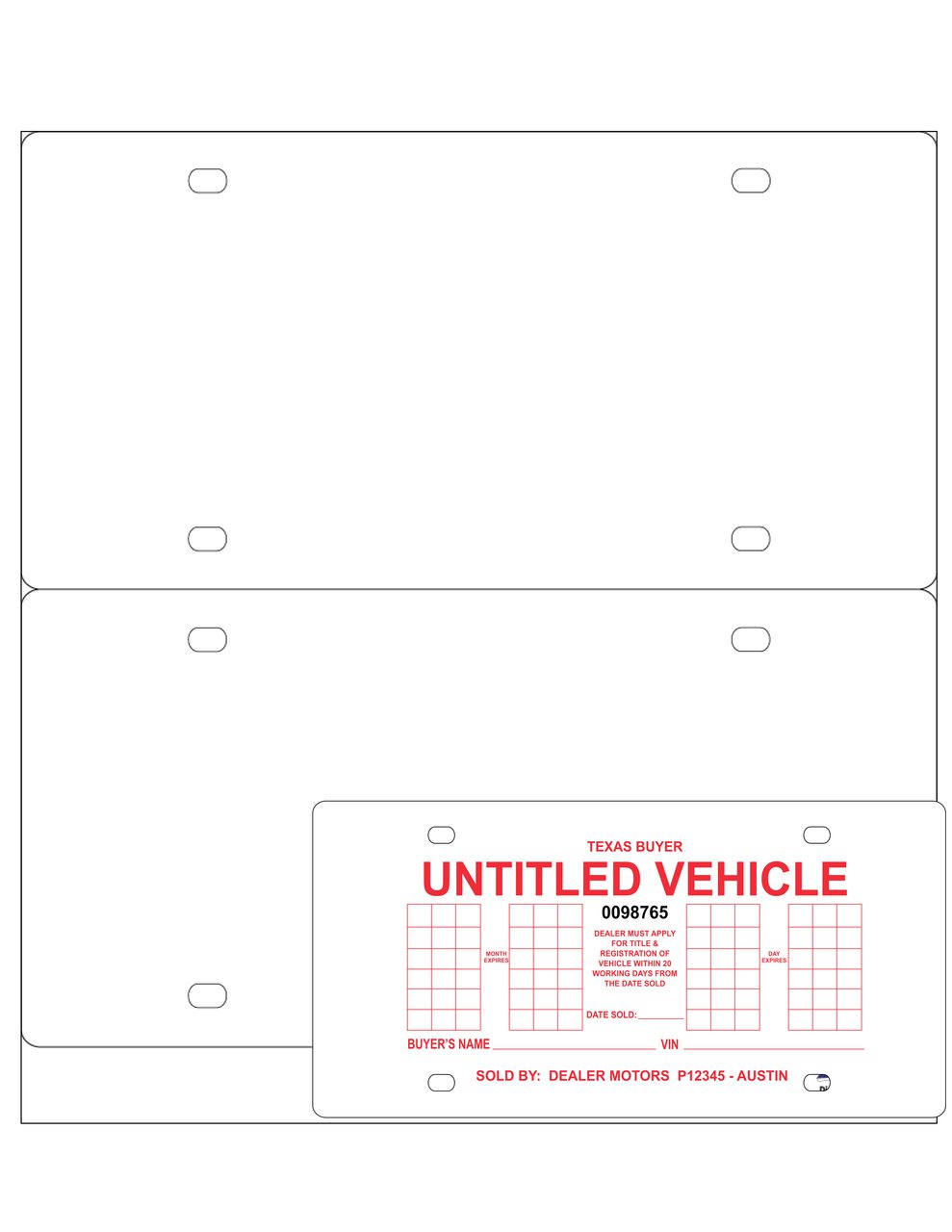 NTW-PLP20-2 2-Up 12" x 6" License Plate 12" x 13" Sheet(25 Sheets ...